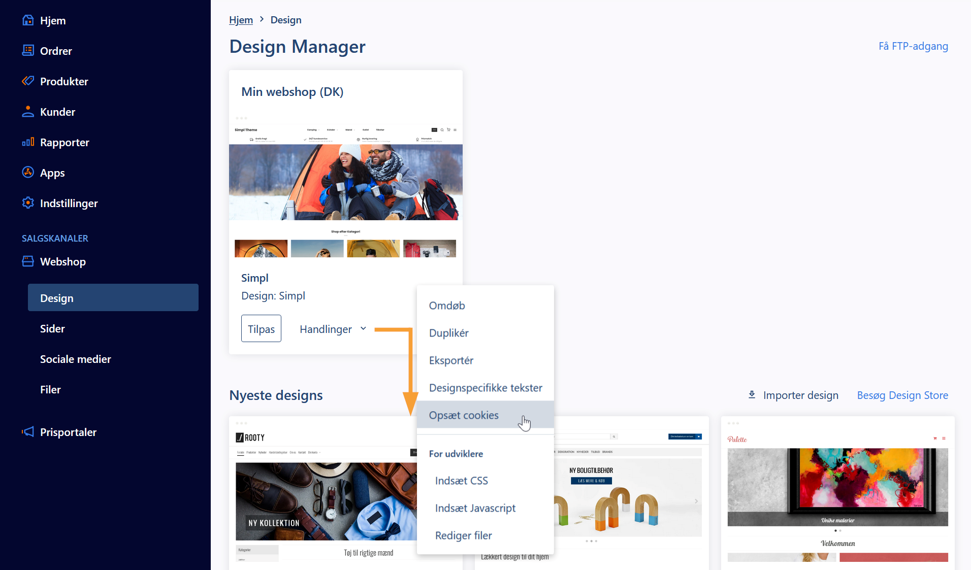 Cookie Manager (opsæt cookies) - HostedShop